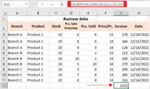 Excel Subtotal Function With Example And Simple Formula