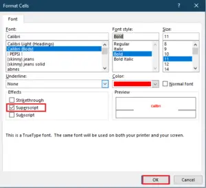 Superscript in Excel Easy Method and Shortcut