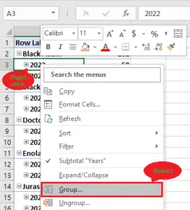 Grouping Excel Pivot Table: Group And Ungroup