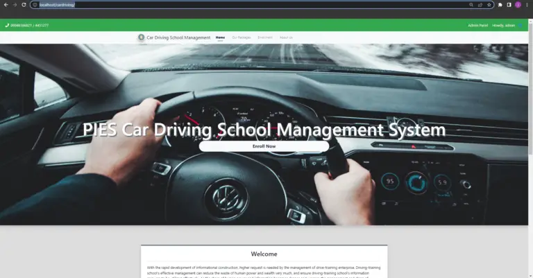 Car Driving School Management System in PHP with Source Code