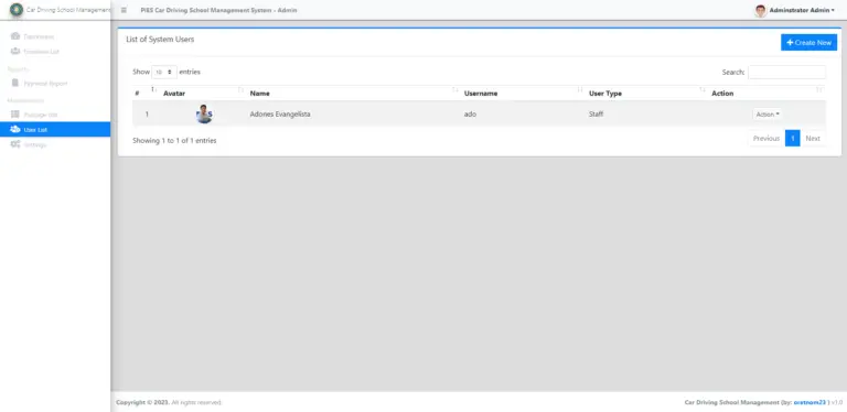 Car Driving School Management System in PHP with Source Code