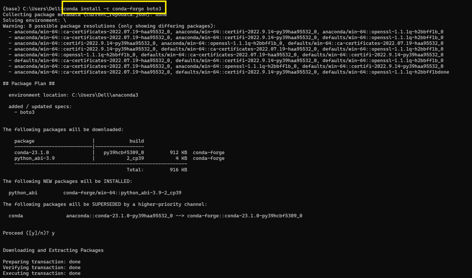 Modulenotfounderror: no module named 'boto3' [SOLVED]