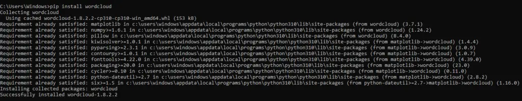 Modulenotfounderror: no module named 'wordcloud' [SOLVED]