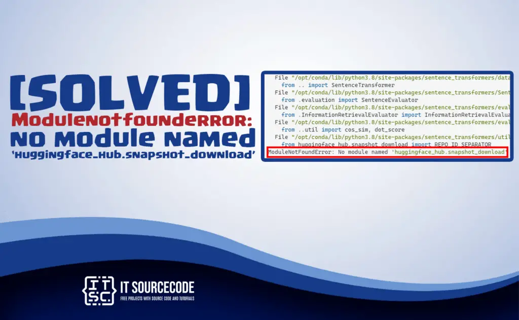 Modulenotfounderror No Module Named Huggingface Hub