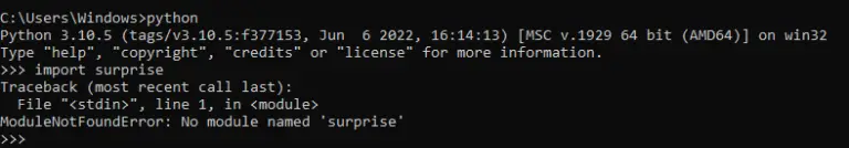 Modulenotfounderror: no module named surprise [SOLVED]