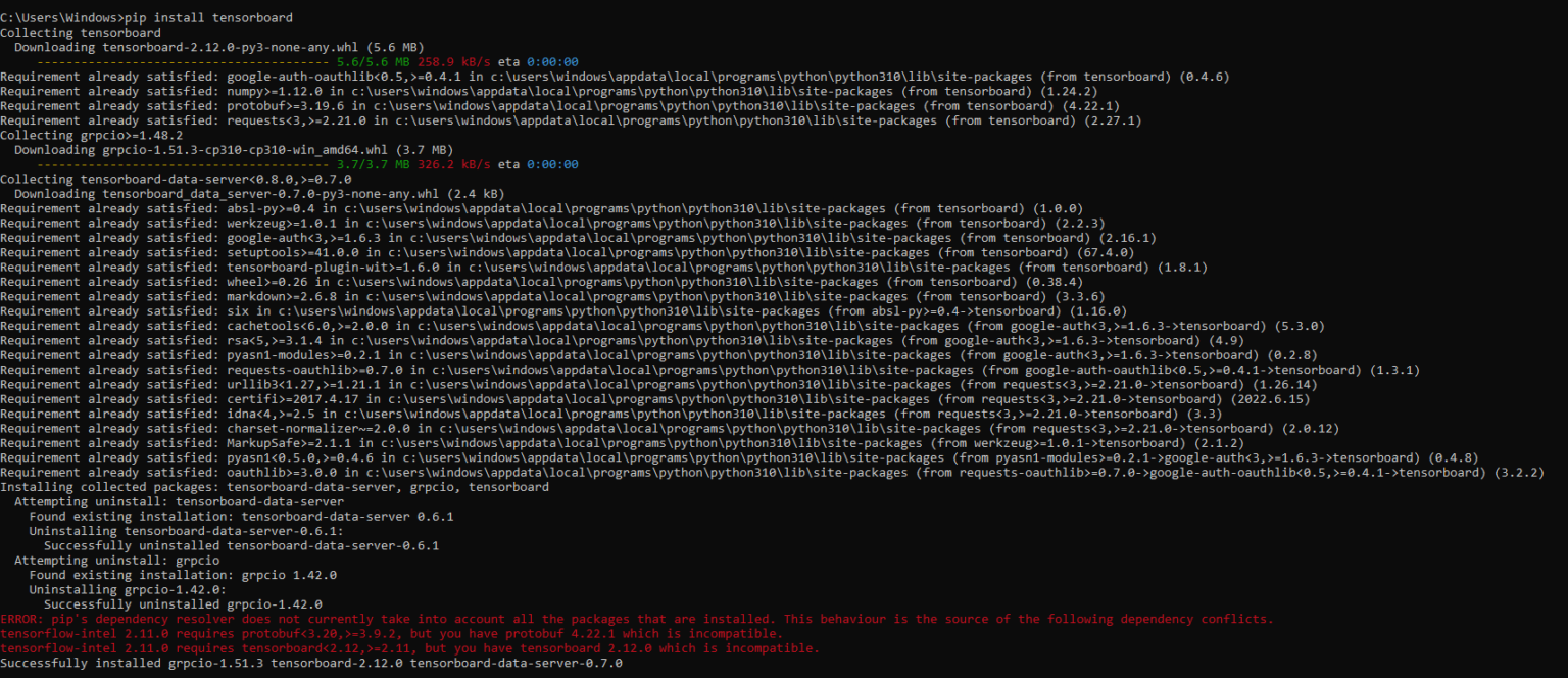 Modulenotfounderror no module named tensorboard [SOLVED]