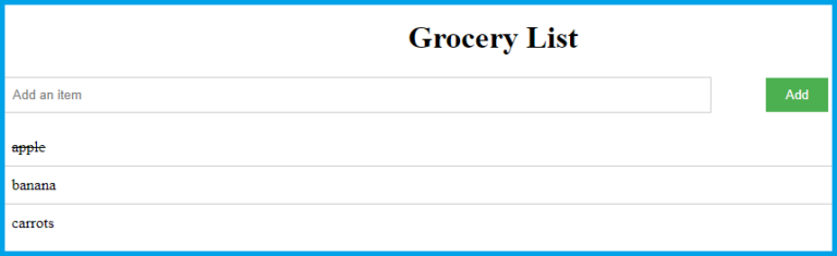How to Create a Grocery List in JavaScript?