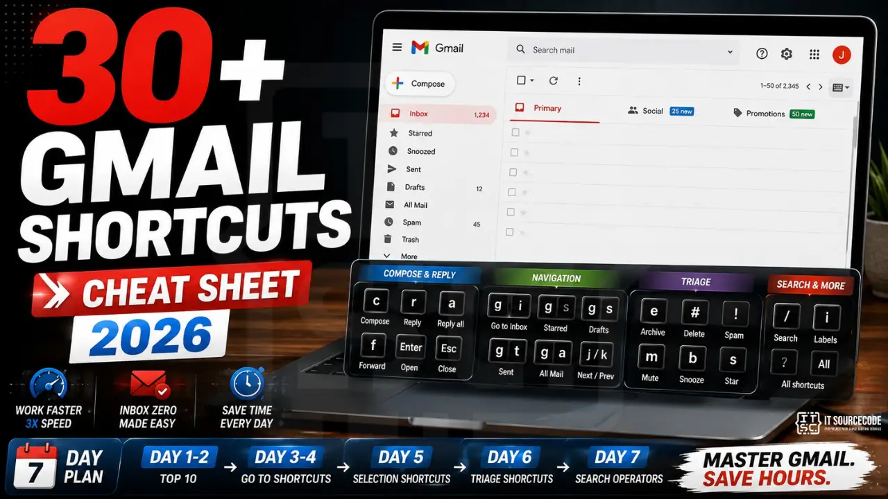 Gmail Keyboard Shortcuts: 30+ Tips Cheat Sheet (2026)